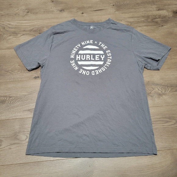 Hurley | Shirts | Hurley T Shirt Mens Large Gray Big Logo Print Crew ...